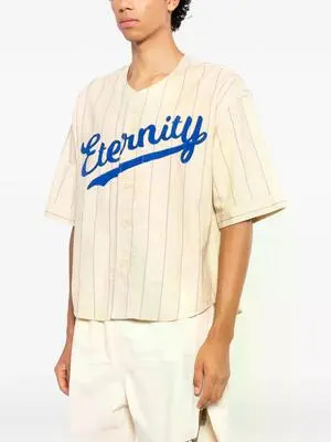 LE MONT SAINT MICHEL Pinstripe-print Baseball Shirt
