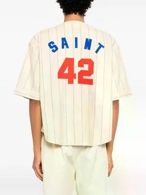 LE MONT SAINT MICHEL Pinstripe-print Baseball Shirt