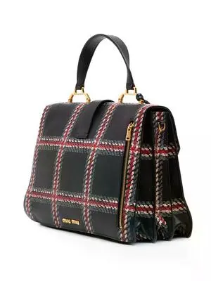 Miu Miu Printed Goatskin Madras Top Handle Bag Satchel