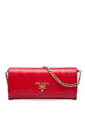 Prada Vitello Move Wallet On Chain Crossbody Bag - Red