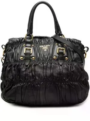 Prada 2010-2026 Nappa Gaufre Satchel - Black