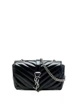 Saint Laurent Baby Chevron Patent Classic Monogram Chain Bag