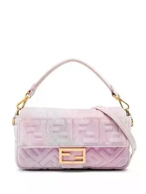 Fendi Zucca Embossed Velvet Baguette Satchel