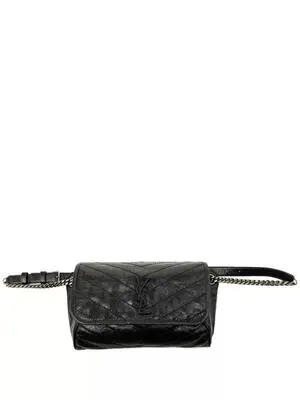 Saint Laurent 2019 Crinkled Calfskin Monogram Niki Belt Bag - Black