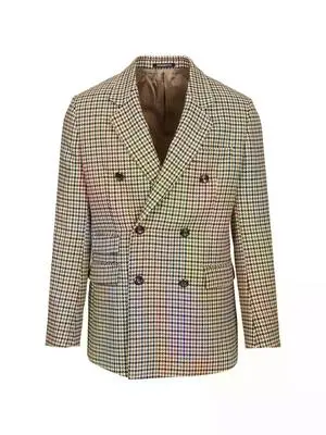 Emporio Armani Double-breasted Houndstooth Blazer - Neutrals