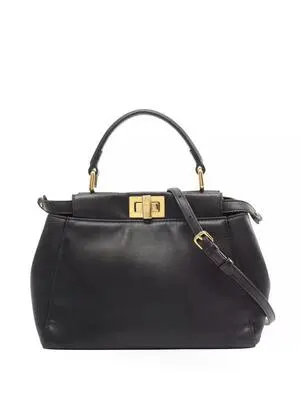Fendi 2010-2026 Mini Leather Peekaboo Iconic Satchel - Black