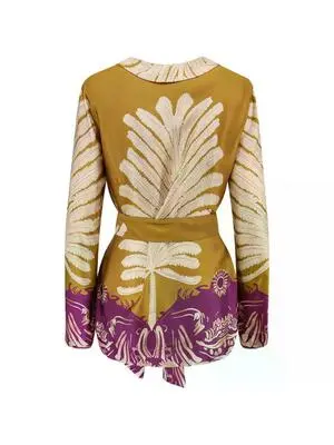 BYE FIRENZE Palma Leaf-print Belted Blazer