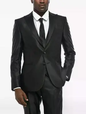 Corneliani Satin-finish Peak-lapel Suit - Black