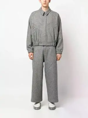 SAGE NATION Heather Wool Wide-leg Trousers