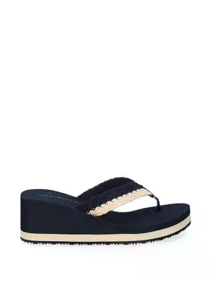 Tommy Hilfiger Crochet-strap Wedge Flip-flops - Blue