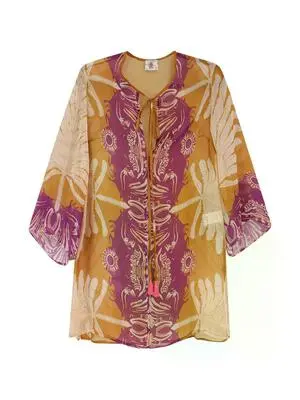 BYE FIRENZE Palme Crew-neck Lace-up Tunic