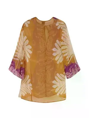 BYE FIRENZE Palme Crew-neck Lace-up Tunic