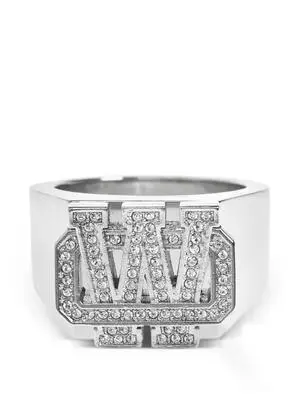 Off-White Crystal-embellished Signet Ring - Silver