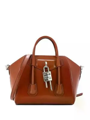 Givenchy Antigona Lock Bag Leather Mini Crossbody Bag - Brown