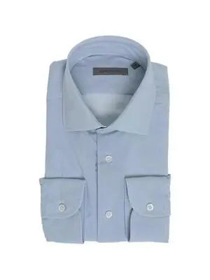 Corneliani Herringbone-pattern Stretch Shirt - Blue