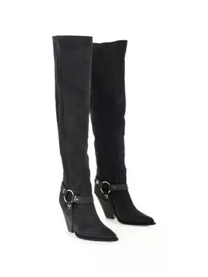 SONORA Acapulco Belt Suede Boots - Black