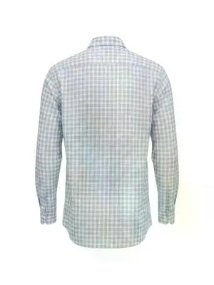 Isaia Gingham-check Long-sleeve Shirt - Blue