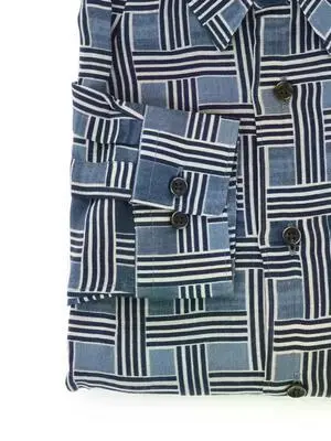 Corneliani Circle Basketweave-pattern Shirt - Blue