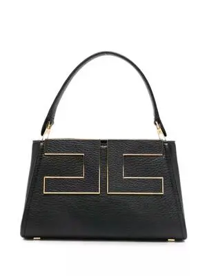 Elisabetta Franchi Logo-plaque Pebbled-effect Tote Bag - Black