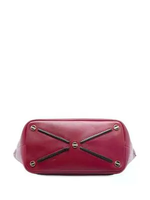 Valentino Garavani Leather Rockstud Demilune Satchel - Red