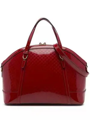 Gucci 2016-2026 Large Microguccissima Patent Nice Dome Satchel - Red