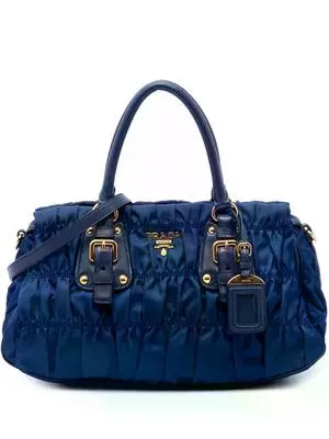 Prada 2010-2026 Tessuto Gaufre Satchel - Blue