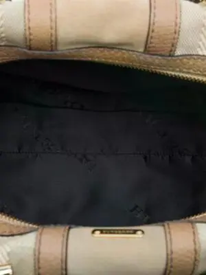 Burberry Suede Trimmed Canvas Bowling Bag Satchel