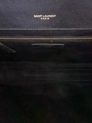 Saint Laurent 2018 Medium Grain De Poudre Triquilt Monogram Envelope Bag Shoulder Bag