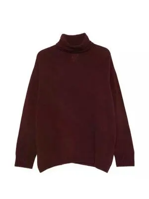 ALYSI Turtleneck Side-slit Sweater - Red