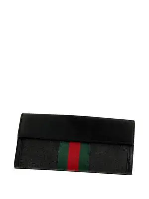 Gucci 2000-2015 Canvas And Leather Web Continental Wallet Long Wallets