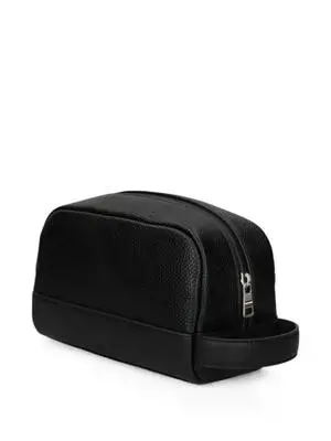 Tommy Hilfiger Logo-plaque Pebbled Wash Bag - Black