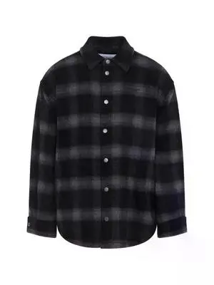 Off-White Check-pattern Wool Jacket - Black