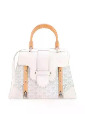 Goyard Saigon Top Handle Bag Coated Canvas With Leather Pm Satchel - White