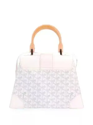 Goyard Saigon Top Handle Bag Coated Canvas Leather Pm Satchel - White