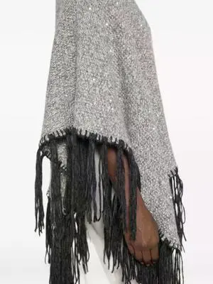 Peserico Sequin-embellished Fringed Poncho