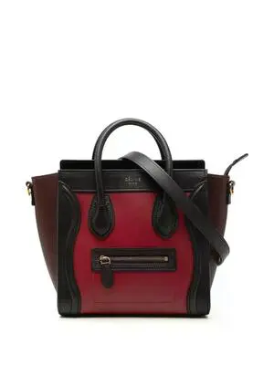Celine 2015 Nano Tricolor Leather Luggage Tote Satchel - Red