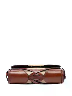 Burberry Leather And House Check Canvas Crossbody Bag - Brown