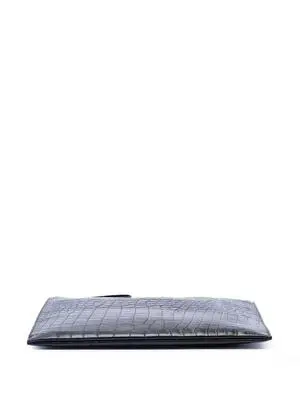 Saint Laurent 2017 Croc Embossed Leather Clutch Bag