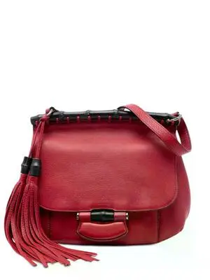 Gucci Bamboo Nouveau Fringe Crossbody Bag - Red