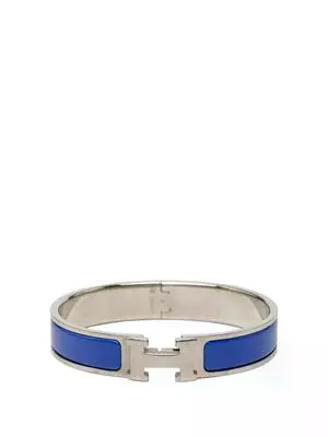 Hermès Enamel And Palladium-plated Metal Clic H Bracelet Pm - Blue