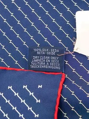 Hermès 20th Century Geometric Silk Pocket Square - Blue