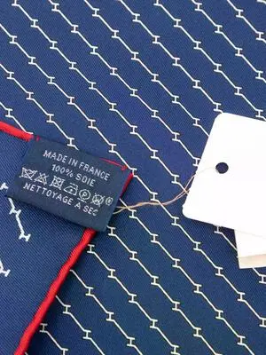 Hermès 20th Century Geometric Silk Pocket Square - Blue