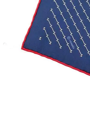 Hermès 20th Century Geometric Silk Pocket Square - Blue