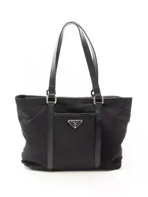 Prada 2013-2026 Saffiano Trimmed Tessuto Tote Bag - Black