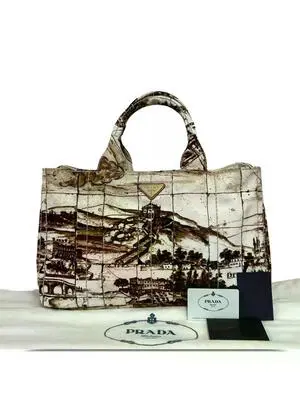 Prada 2013-2026 Large Canvas Canapa Azulejos Satchel