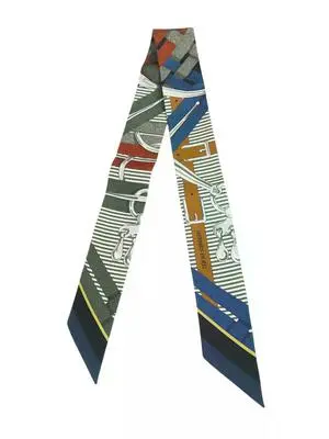 Hermès 2000-2026 Mors A Jouets Chemise Twilly Silk Scarf Scarves - Blue