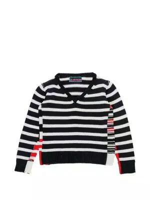 LA FETICHE Mitzi" Striped V-neck Sweater