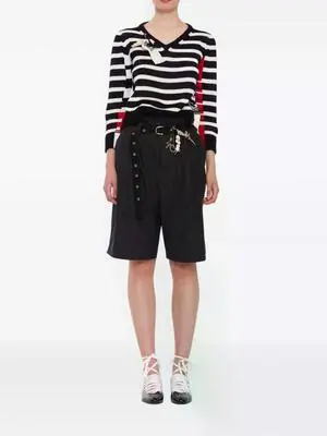LA FETICHE Mitzi" Striped V-neck Sweater