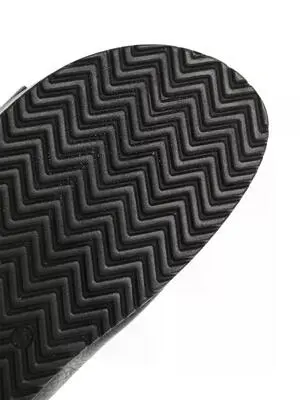 Corneliani Hammered Leather Double Buckle Sandals - Black
