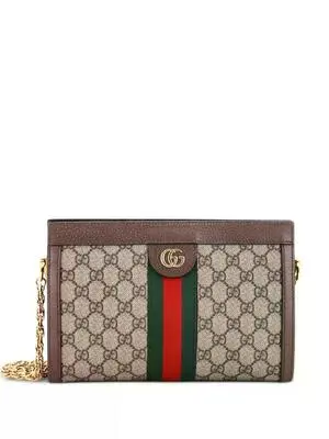 Gucci Ophidia Chain Shoulder Bag Gg Coated Canvas - Brown
